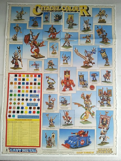 LARGE CLASSIC CITADEL Colour Miniatures Poster 1994 Warhammer 40k Games ...