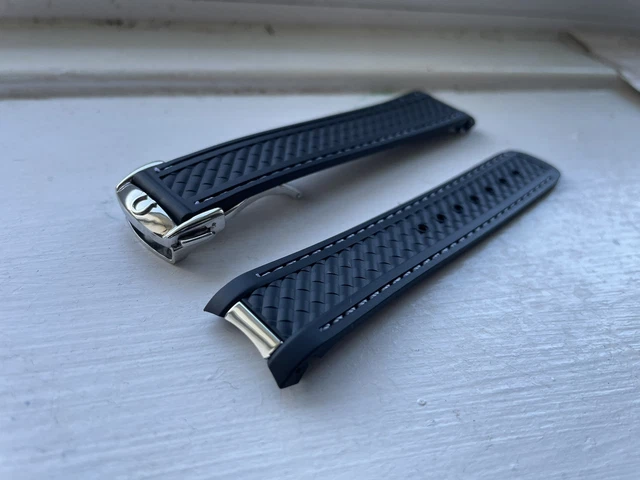 20MM OMEGA SEAMASTER Aqua Terra Black Watch Rubber Strap With ...