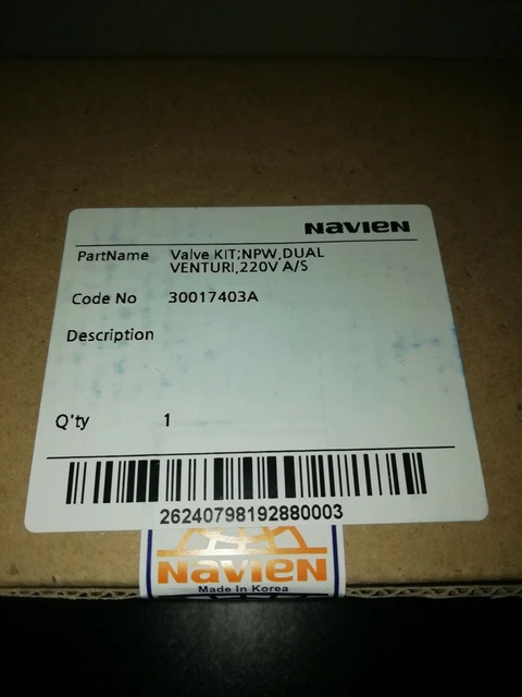 NAVIEN VALVE KIT, NPW, DUAL VENTURI, 220V A/S. Part No. 30017403A £39. ...