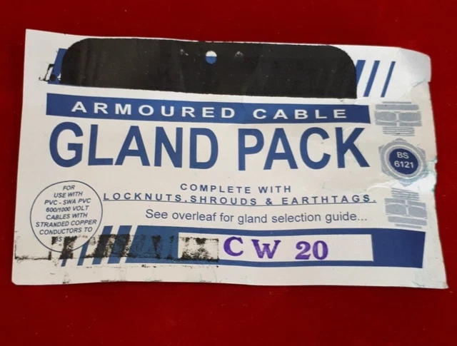 SWA ARMOURED CABLE Gland CW20 (CW20L) including Locknuts, Shrouds ...
