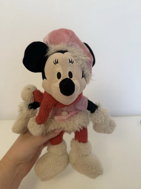 DISNEY MINNIE MOUSE Soft Toy Disneyland Resort Pink Winter Outfit 8” £7 ...