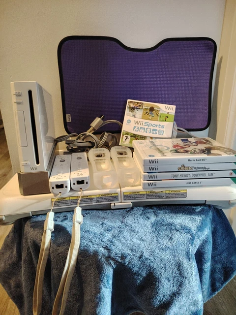 NINTENDO WII CONSOLE With Wii fit Board 2 controllers Games MARIO KART ...