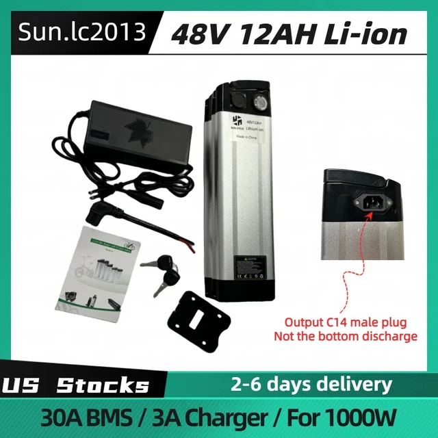 48V 12AH EBIKE Battery Pack Lithium Ion BMS Electric Bicycle 1000W ...