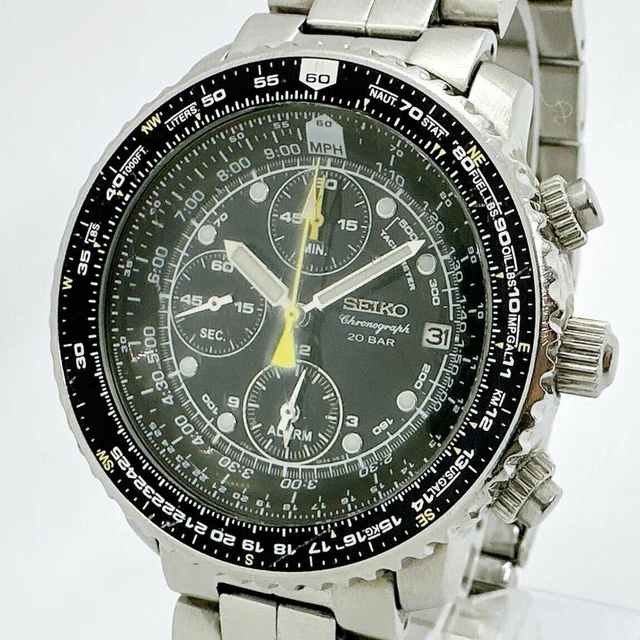 SEIKO FLIGHTMASTER CHRONOGRAPH Pilot SNA411P1/7T62-0EB0 Quartz Black ...