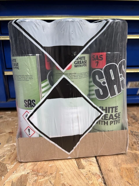 6 X SAS White Spray Grease Aerosol With PTFE 500ml SAS7 £22.50 ...