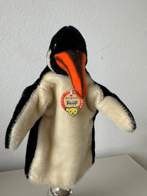 STEIFF HANDPUPPE HAND Pinguin 60/70er mit Schild top ! EUR 35,00 ...