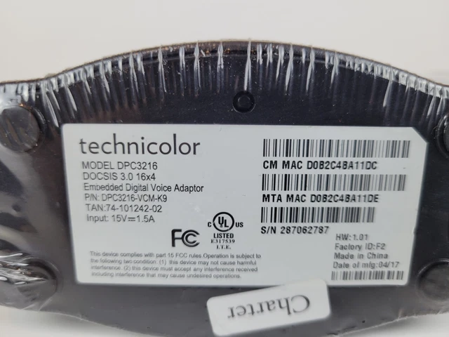 TECHNICOLOR MODEM MODEL DPC3216 Embedded Digital Voice Adapter £11.80 ...
