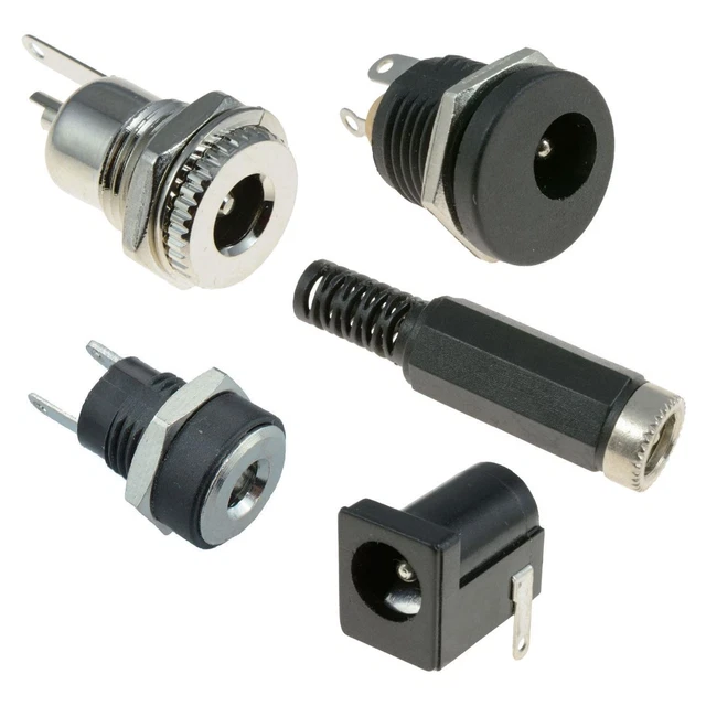 DC POWER CONNECTOR Socket Jack Female Panel Mount 1.3mm 2.1mm 2.5mm £4. ...