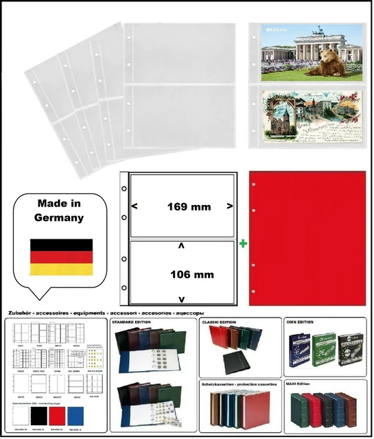 POSTKARTENHÜLLEN NUMOH 2C Nh 2x 169x106mm + Zwl-R Pour Cartes Postales ...