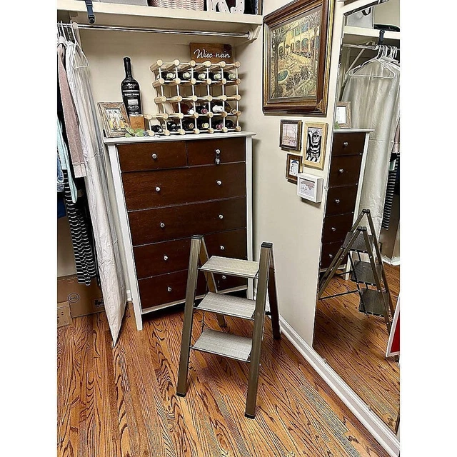 3 STEP LADDER Foldable Lightweight – Anti-Slip Safety Stool for Home ...