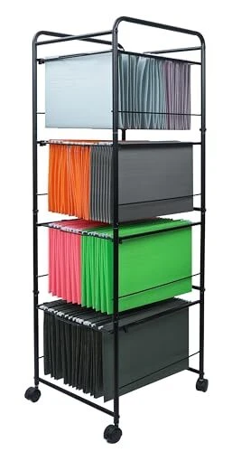 OFFICE PULL-OUT HANGING File Folder Rack Movable Rolling File Carts ...