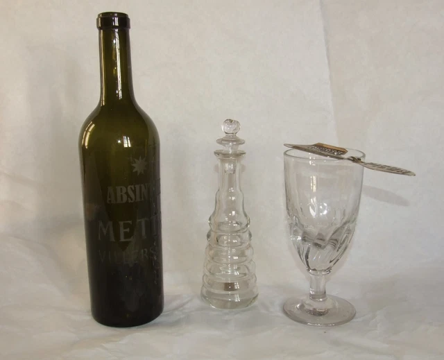 ABSINTHE / BOUTEILLE "Absinthe Mettra" + Topette + Verre + Cuillere ...