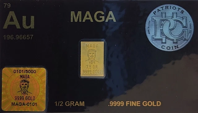 MAGA .50 GRAM Gold Bar .9999 Pure Gold Bar Donald Trump Gold Bullion £ ...