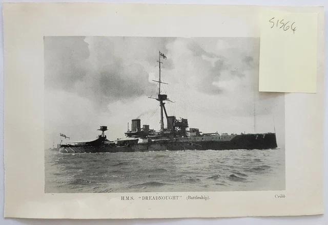 CRIBB 1. WELTKRIEG Schlachtschiff 1915 Fotodruck HMS Dreadnought HMS ...