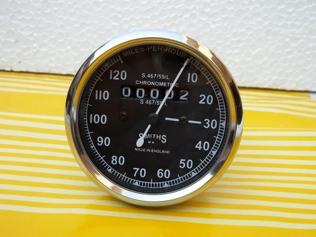NEW REPLICA SMITHS SPEEDOMETER 120 Mph Black For BSA ENFIELD #B73 $57. ...