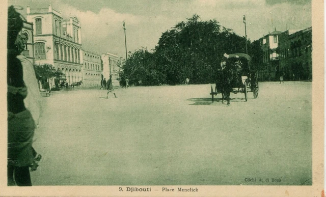 DJIBOUTI PLACER MENELICK Cheval Carrosse Old Vert Ton Sépia Carte ...