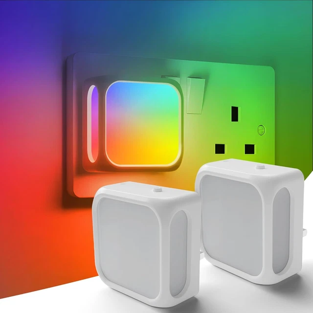 PURSNIC RGB NIGHT Light Plug in Wall, with Dusk to Dawn Photocell ...