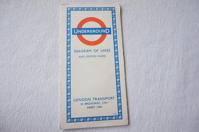 1962 LONDON TRANSPORT Underground Map Diagram of Lines Tube 262 £39.99 ...