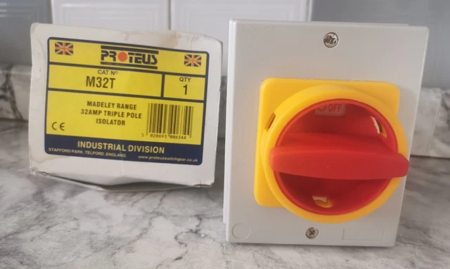 PROTEUS 32A TRIPLE Pole Rotary Isolator Switch IP67 £15.99 - PicClick UK