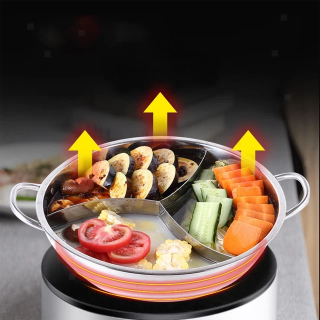 STAINLESS STEEL HOT Pot Soup Cookware Kitchenware with Divider for Shop 32cm £16.15 - PicClick UK
