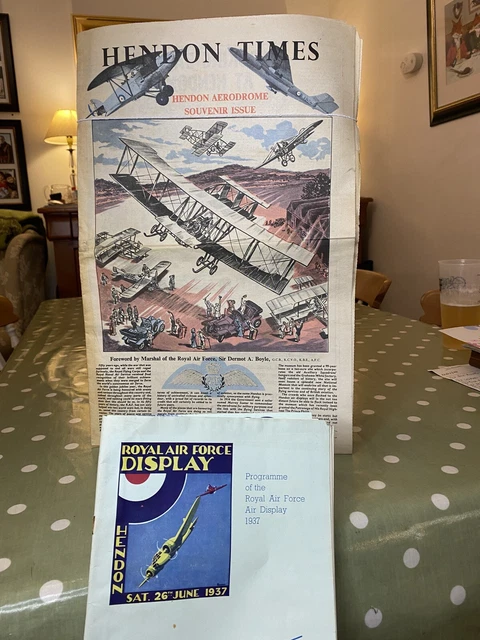 RAF HENDON AIR Display programme 1937 & Rare Hendon Aerodrome Souvenir ...