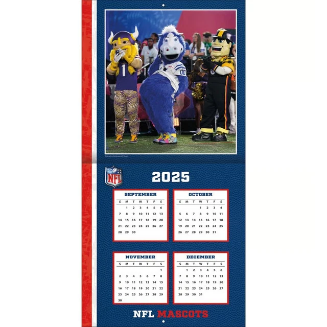 TURNER LICENSING, NFL Mascots 2026 Wall Calendar, 12'' X 12'', 12-Month ...