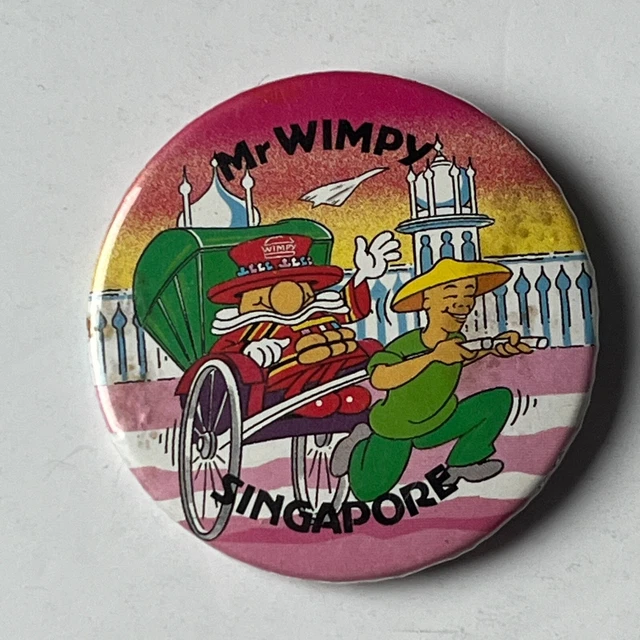 MR WIMPY SINGAPORE Vintage Beefeater Badge Lapel Pin Advertising Gift ...