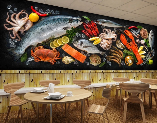 3D SEAFOOD FISH Crab ZHUA4888 Wallpaper Wall Murals Removable Self ...