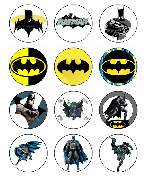 BATMAN LOGO CUPCAKE Toppers Edible Wafer Paper Designer Cake Decoration ...