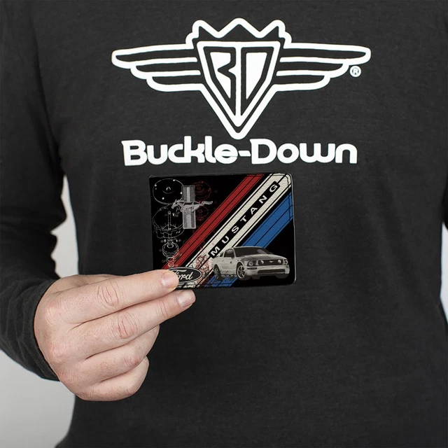 BI-FOLD WALLET MUSTANG Tri-Bar Logo/Diagonal Stripe/Blueprint Black/Red ...