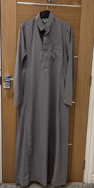 AL-HARAMAIN MEN'S ARAB Thobe Jubba Smart Collar Saudi Style Grey - 56/ ...