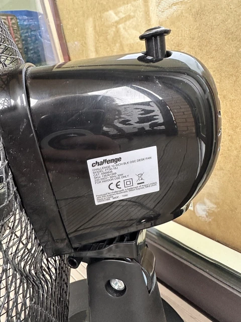 CHALLENGE BLACK OSCILLATING Desk Fan - 12" £7.00 - PicClick UK