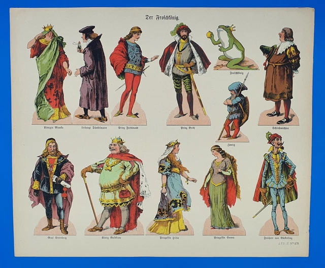 JF SCHREIBER- 1890 paper toy theatre character sheet - #578 THE FROG ...