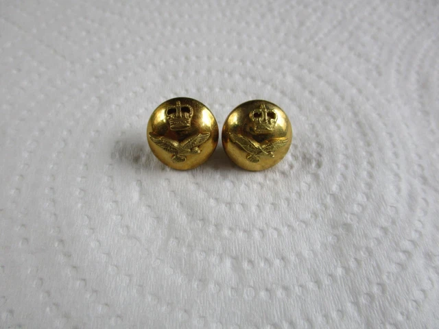 PAIR 1950S RAF:&ROYAL AIR FORCE OFFICERS BRASS CAP BUTTONS" (13mm ...