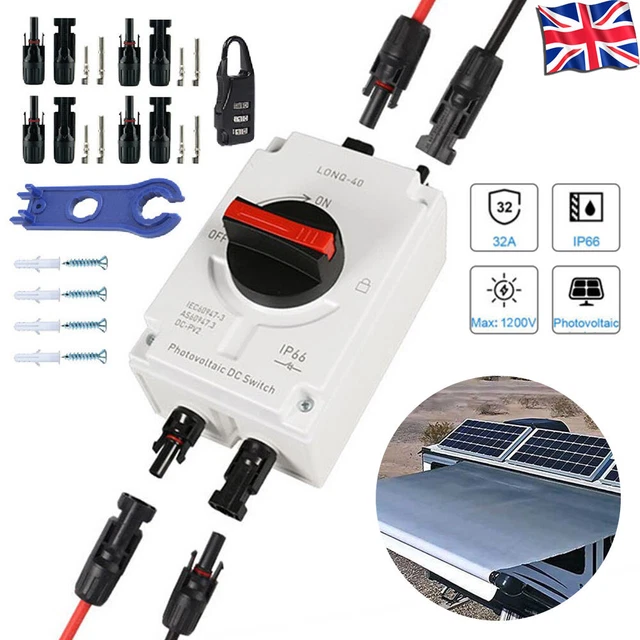 SOLAR DC SWITCH Photovoltaic Electrical Isolator PV 4P 1200V 32A ...