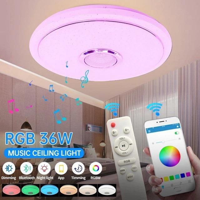 SMART RGB LED Ceiling Light 36W Bluetooth Dimmable App Music Speaker ...