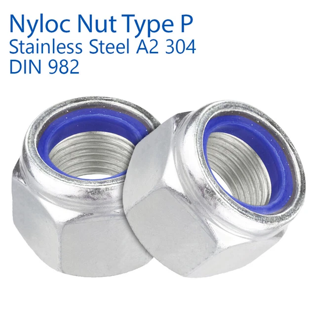 M2 M2.5 M3 M4 M5 M6 M8 M10 M12 A2 Stainless Steel Nyloc Nylock Lock Nuts Din 985 £4.39 - PicClick UK