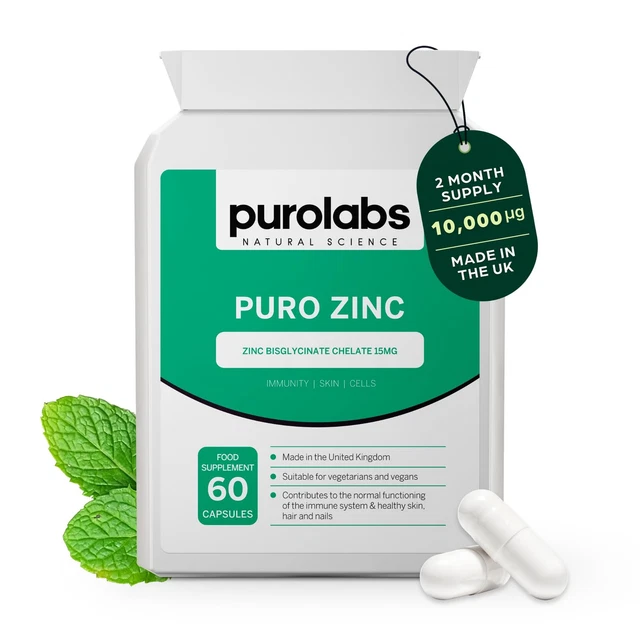 HIGH STRENGTH ZINC Supplement 15mg by Purolabs - Chelated Zinc ...