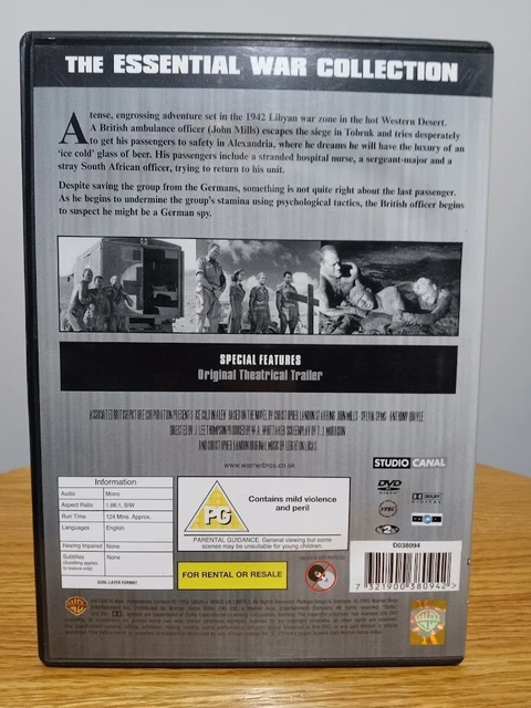 ICE COLD IN Alex DVD John Mills Sylvia Syms Anthony Quayle - The War ...