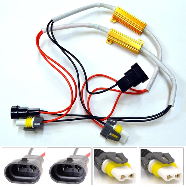 WIRE LED RESISTOR Canceler Error Decoder 9005 HB3 Head Light High Beam ...