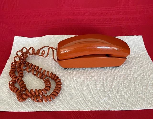 TRIMLINE LANDLINE TELEPHONE Orange Western Electric Push Button Vintage ...