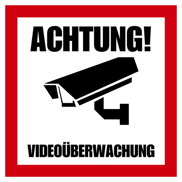 ACHTUNG VIDEOÜBERWACHUNG AUFKLEBER - Hinweisschild Sticker Kamera ...