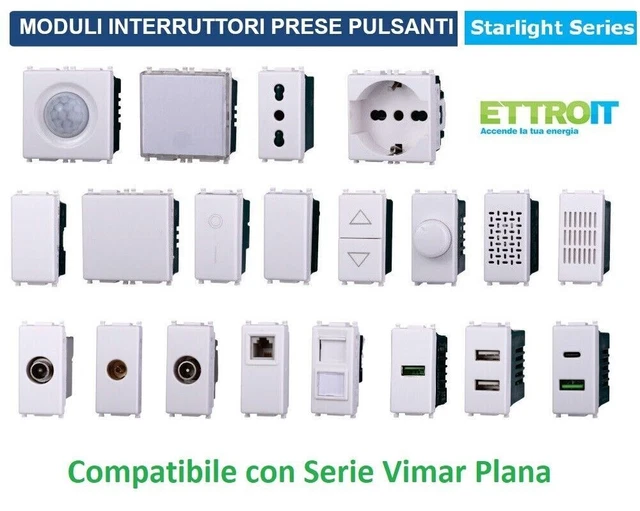 SERIE VIMAR PLANA Compatibile Frutti Presa Schuko Pulsante Interruttore ...