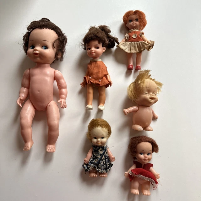 6 VINTAGE 1960S 1970 Dolls Plastic Girl Dolly Old Toys Jointed rare ...