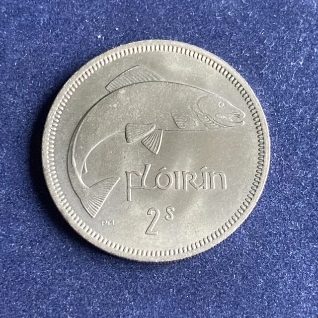 1968 IRELAND, TWO SHILLINGS, FLORIN, FISH, SALMON, HARP Coin UNC ...