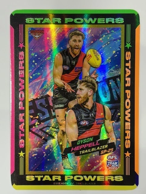 2024 AFL TEAMCOACH Neon Star Powers SP-25 Dyson Heppell Essendon (Code ...