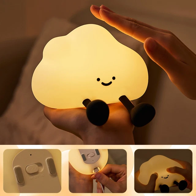 CLOUD NIGHT LIGHT, Cute LED Silicone Squishy Lamp USB Rechargeable ...
