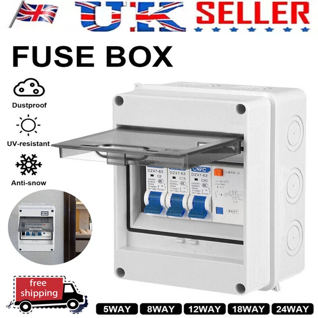 5/8/12WAY WEATHERPROOF CONSUMER Unit Enclosure RCD MCB RCBO IP65 ...
