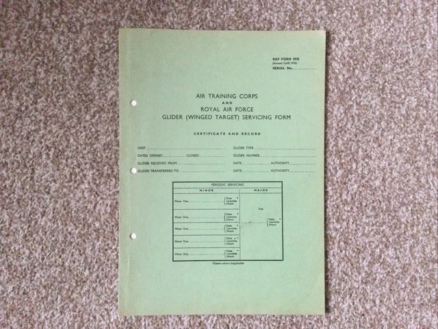 RAF FORM 3935 - Air Training Corps and RAF Glider (Winged Target ...