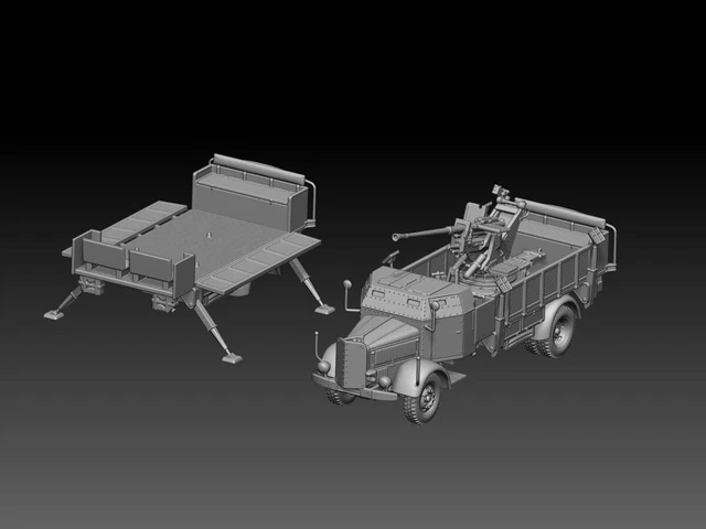 1/72 RESINN BAUSATZ WW2 German 3,7cm Flak37 montiert Mercedes L4500A 4 ...